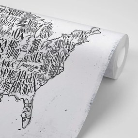 Samolepící tapeta šedá mapa USA s jednotlivými státy
