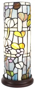 Válcovitá stolní lampa Tiffany s květy Juriaan – 15x36 cm