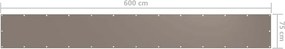 Balkónová zástěna taupe 75 x 600 cm oxfordská látka 134987