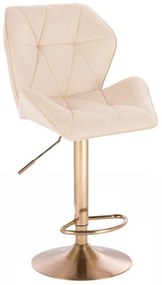 LuxuryForm DESIGN Barová židle MILANO MAX VELUR na zlaté kulaté podstavě - krémová
