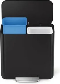 Simplehuman DUAL MINI matná černá ocel / Pedálový odpadkový koš na tří
