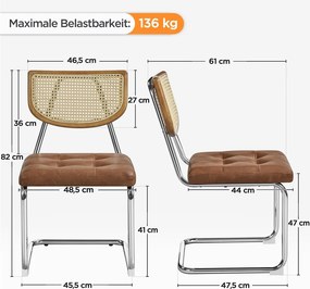 Sada 4 ks – Jídelní židle Yaheetech – rezavě hnědá, 48,5 cm (šířka) × 61 cm (hloubka) × 82 cm (výška) (267520814278)