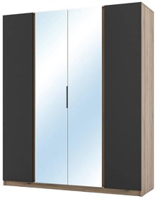Šatní skříň KAJA 2F 2LU | 200 cm | se zrcadly | VYSOKÁ | evoke/černá