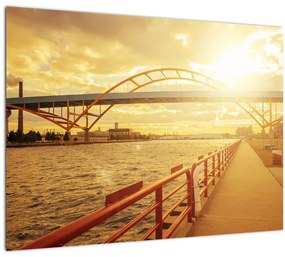 Obraz mostu se západem slunce (70x50 cm)