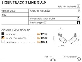 AZzardo Svítidlo Eiger track 3line , 50W IP20 Barva: Zlatá