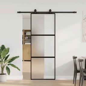 Posuvné dveře se sadou kování černé 76x205 cm Tvrzené sklo 3375814
