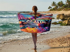 Rychleschnoucí XL plážová osuška ZEBRINA barevná 100 x 180 cm, 100% mikrovlákno