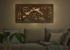 Li-Go "Jeleni" světelný obraz s baterií 120x60cm varianta ovládání: manuál/pohybové čidlo, provedení povrchu: dub světlý