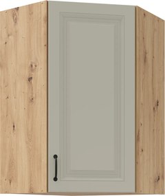 STILO ac | horní skříňka 60x60 GN-90 1F (45°) rohová s policemi | VYSOKÁ | UNI dvířka | artisan/světle šedá