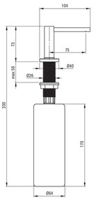 Deante Aster, dávkovač saponátu pro kuchyňské dřezy s dlouhou výlevkou 500ml, zlatá lesklá, ZZZ_Z0DD
