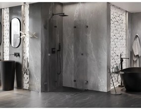 Mexen Lunar-F Duo, sklápěcí sprchový kout 70 x 70 cm, 8mm čiré sklo, profil grafit broušený, 836-070L-070P-66-00