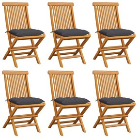 Zahradní židle s antracitovými poduškami 6 ks masivní teak,  3065605