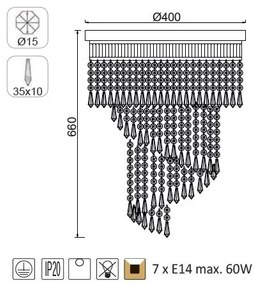 ACA DECOR Stropní svítidlo ITEA max. 7x60W/E14/230V/IP20