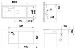 BLANCO SITY XL 6 S InFino Silgranit šedá skála dřez vpravo přísl. lawagrey 525049