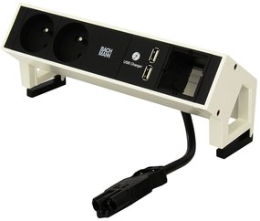 Elektro zásuvka Bachmann Desk 2 2x 230V 2x USB nabíječka 1x uživ. modul bílá 902.232