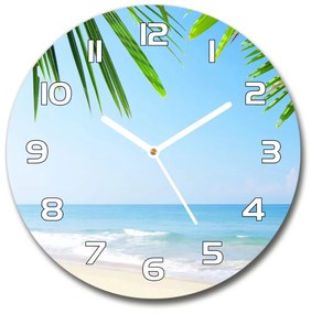 Wallmuralia Skleněné hodiny kulaté Tropická pláž fi 30 cm