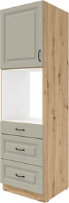 STILO ac | vysoká skříňka 60 DPS-210 3S 1F na vestavnou troubu | 60 cm | UNI dvířka | artisan/světle šedá