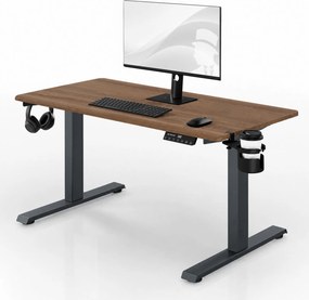 Elektrický stůl s regulací výšky ergonomický antracitový/ořech,1200x600 mm: ARIA