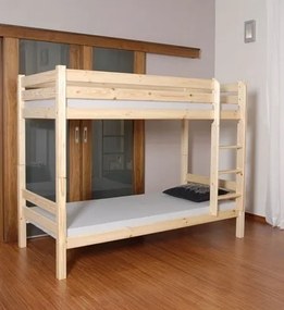 Dřevěná postel Patrová 90x200 + rošty ZDARMA (Barva dřeva: Olše)