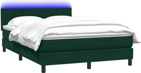 Box spring postel s matrací a LED tmavě zelená 160x220 cm samet 3317130