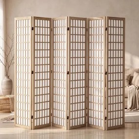 Oddělovač pokojů Japonský stěnový oddělovač 6 panelů pro oddělení místností