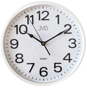 Tiché netikající přehledné bílé hodiny JVD HP683.6