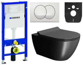 AKCE/SET/LIVERO Geberit - Modul pro závěsné WC Duofix Delta 12 s tlačítkem Delta 20, alpská bílá + PURA závěsná WC mísa, Swirlflush, 55x36 cm, černá …