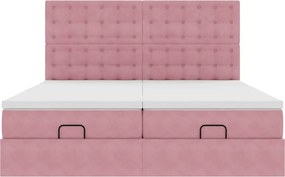 Osmanský rám postele s matrací růžová 200x200cm samet 3313819