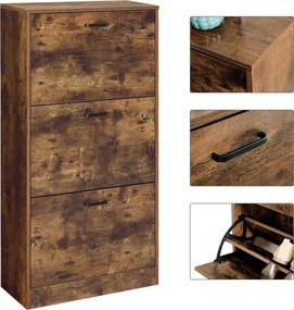 Skříň na boty se 3 sklápěcími dveřmi, 60x24x120 cm rustikální hnědá