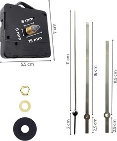 Rovné stříbrné hliníkové ručičky na hodiny | SENTOP R110