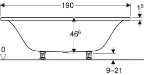 Geberit Tawa Duo Obdélníková vana 190 x 90 cm, včetně noh, bílá 554.125.01.1