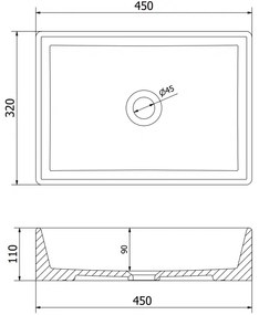 Mexen Goya, umyvadlo na desku 45 x 32 cm, černá matná, 22184585