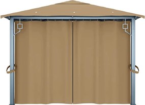 Altán se závěsy 400 x 300 cm taupe hliník 313894