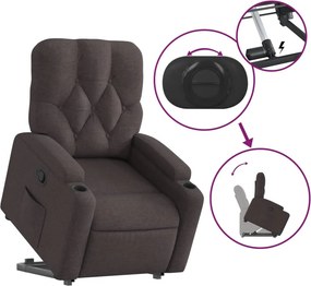 Zvedací polohovací křeslo tmavě hnědé textil 3204715