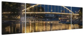 Obraz mostu s fontánou (170x50 cm)