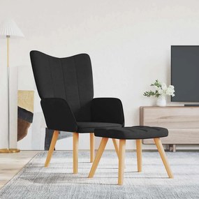 Relaxační křeslo se stoličkou černé textil 327936