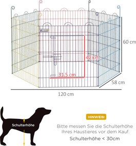 PawHut ohrádka pro štěňata 6dílná 60 cm ohrádka pro štěňata DIY ohrádka s kovovými dvířky barevná pro domácí zvířata | Aosom.de