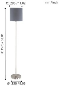 Eglo 95166 - Stojací lampa PASTERI 1xE27/60W/230V