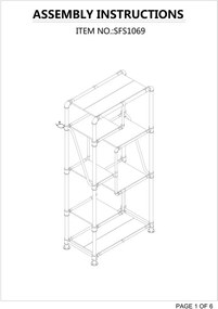 Regál Mauro Ferretti Maniva 6 polic, MDF/kov