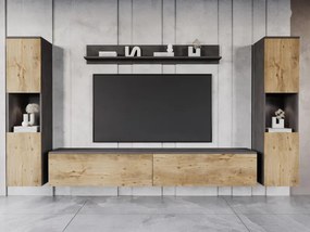Obývací stěna Bamisio XL, Barva: matera / breslau kaštan, Osvětlení: bez osvětlení