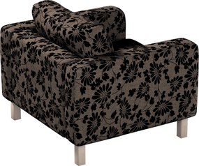 Potah na křeslo IKEA Karlstad, krátký barva hnědá látka pletený vzor, vzorované