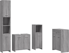 4dílný set koupelnového nábytku šedý sonoma kompozitní dřevo 3154410