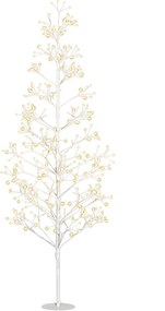 HOMCOM Umělý vánoční stromek 180 cm s 384 teplobílými LED světly, flexibilní větve, ocelový podstavec, bílý