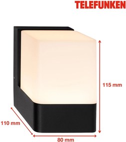 TF 322105TF TELEFUNKEN LED venkovní nástěnné svítidlo, ochrana proti stříkající vodě, kostka, teplá bílá, černá - BRILONER