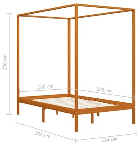 Rám postele s nebesy medově hnědý masivní borovice 120 x 200 cm,  283258