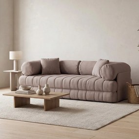 Šedobéžová rozkládací pohovka z textilie bouclé 206 cm Kemi – Cosmopolitan Design