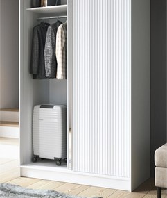 Šatní skříň Biancco se zrcadlem 120 cm bílá