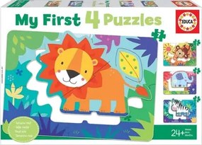 EDUCA Moje první puzzle Zvířátka z divočiny 4v1 / (5  6  7  8 dílků) /