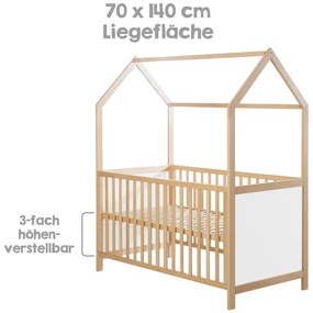 Postýlka v bílo-přírodní barvě 70x140 cm – Roba