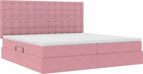 Postel s úložným prostorem a matrací Růžová 200 x 200 cm samet 3372176